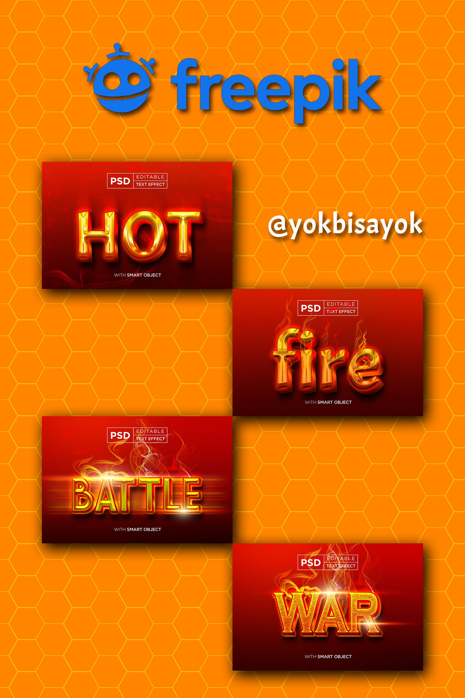 3d hot fire war battle typography text effect bundle