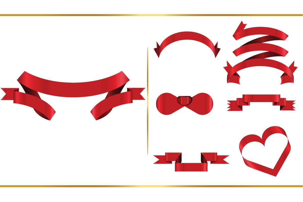 Ribbons clipart SVG bundle, Premium Red Ribbon (1031770)