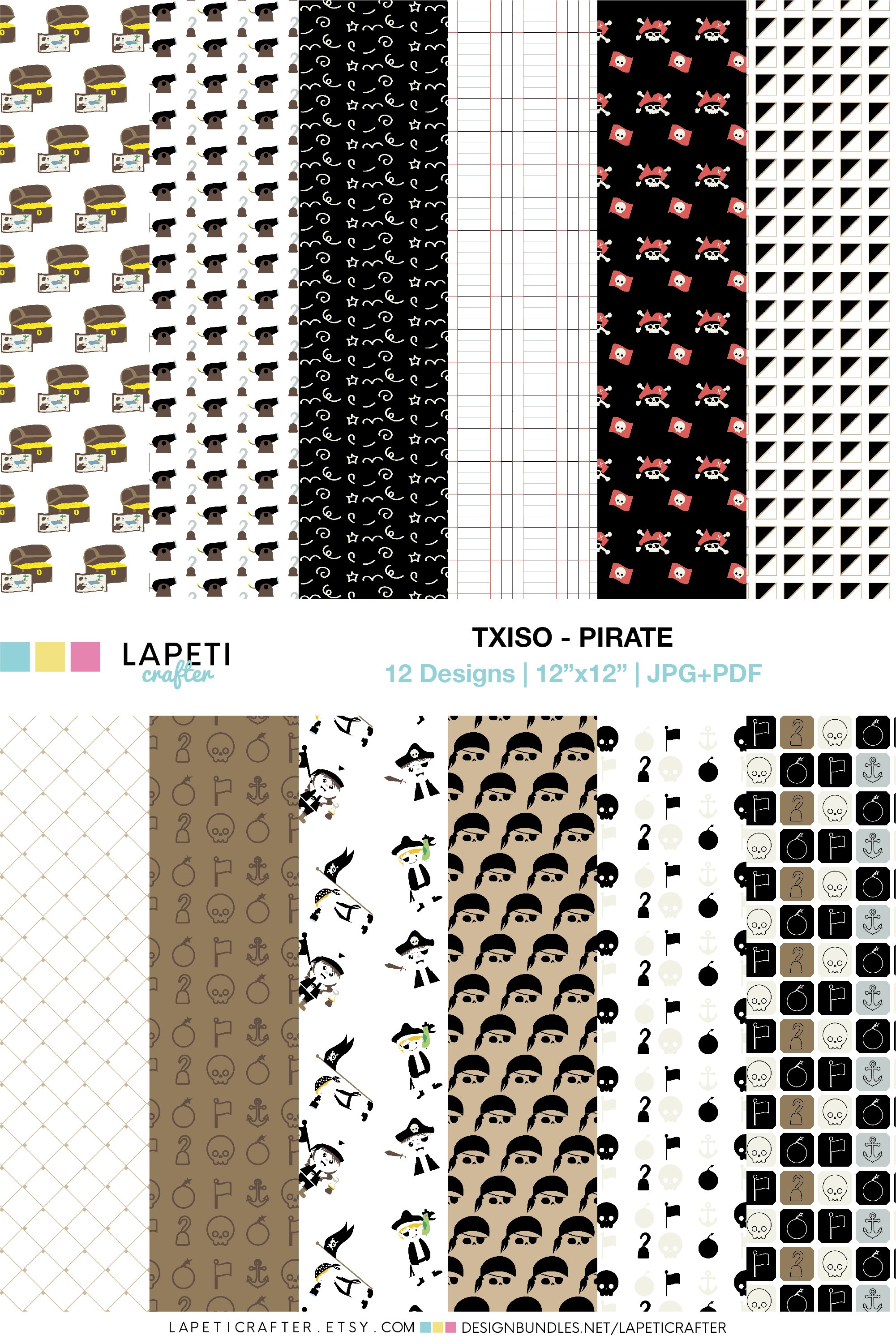 Pirate Digital Scrapbooking paper for kids