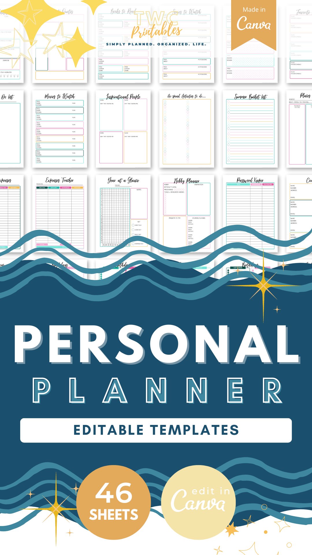personal planner canva templates