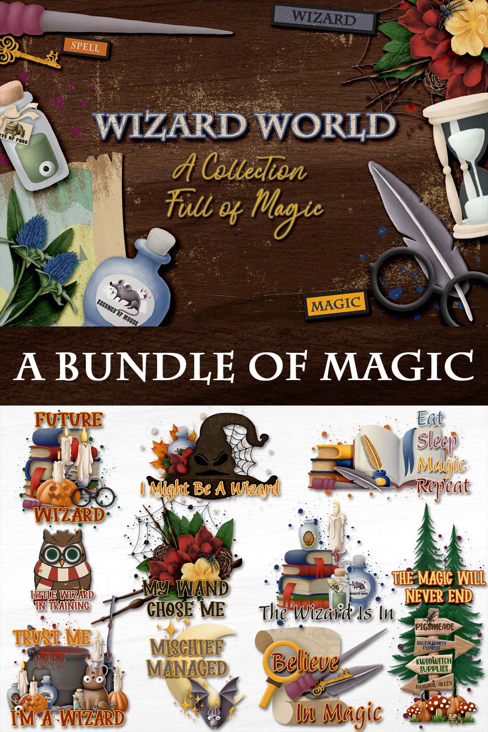 Bundle of Wizard School Magical Sublimation Designs