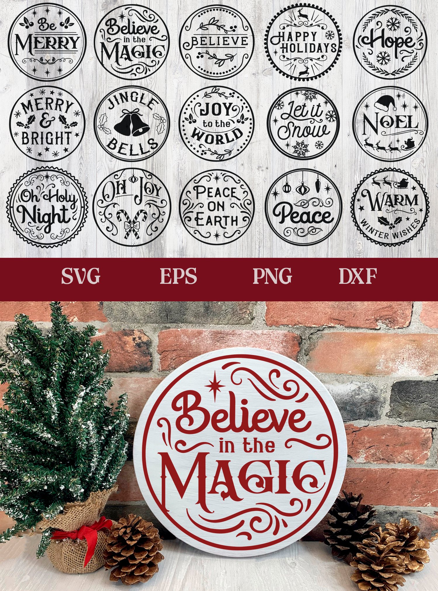 Christmas Round Signs 20 SVG cut files