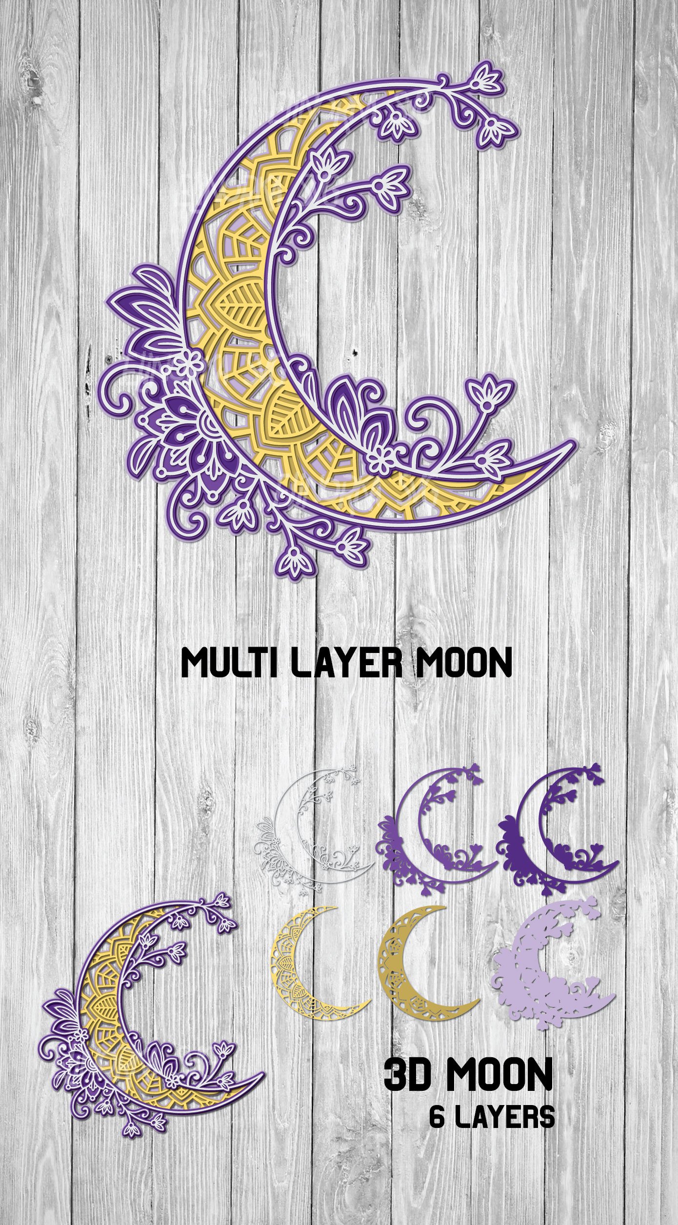 3d Layered SVG Celestial | Multi Layer Crescent Moon SVG (958087 ...