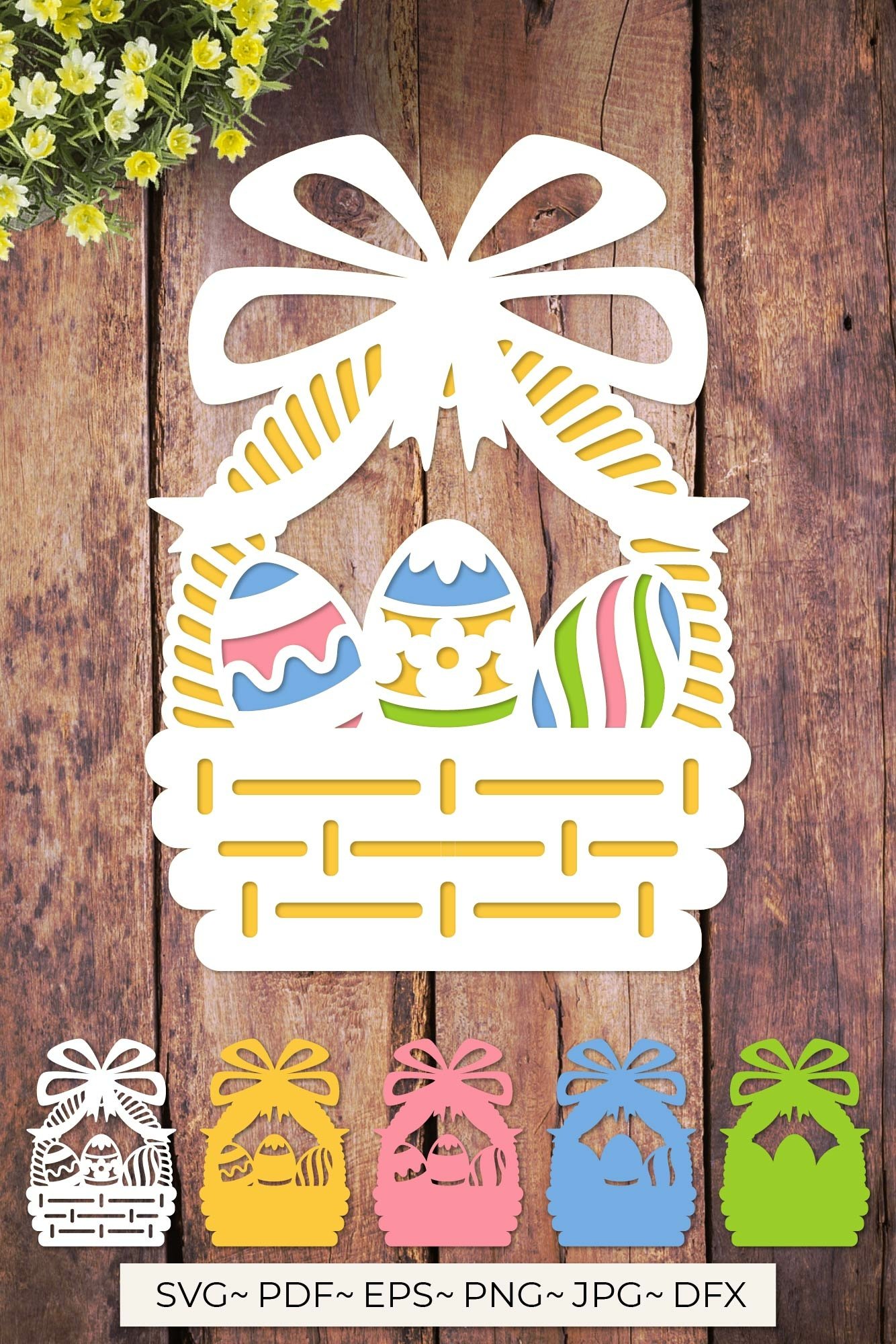 3d Easter Basket with Eggs template