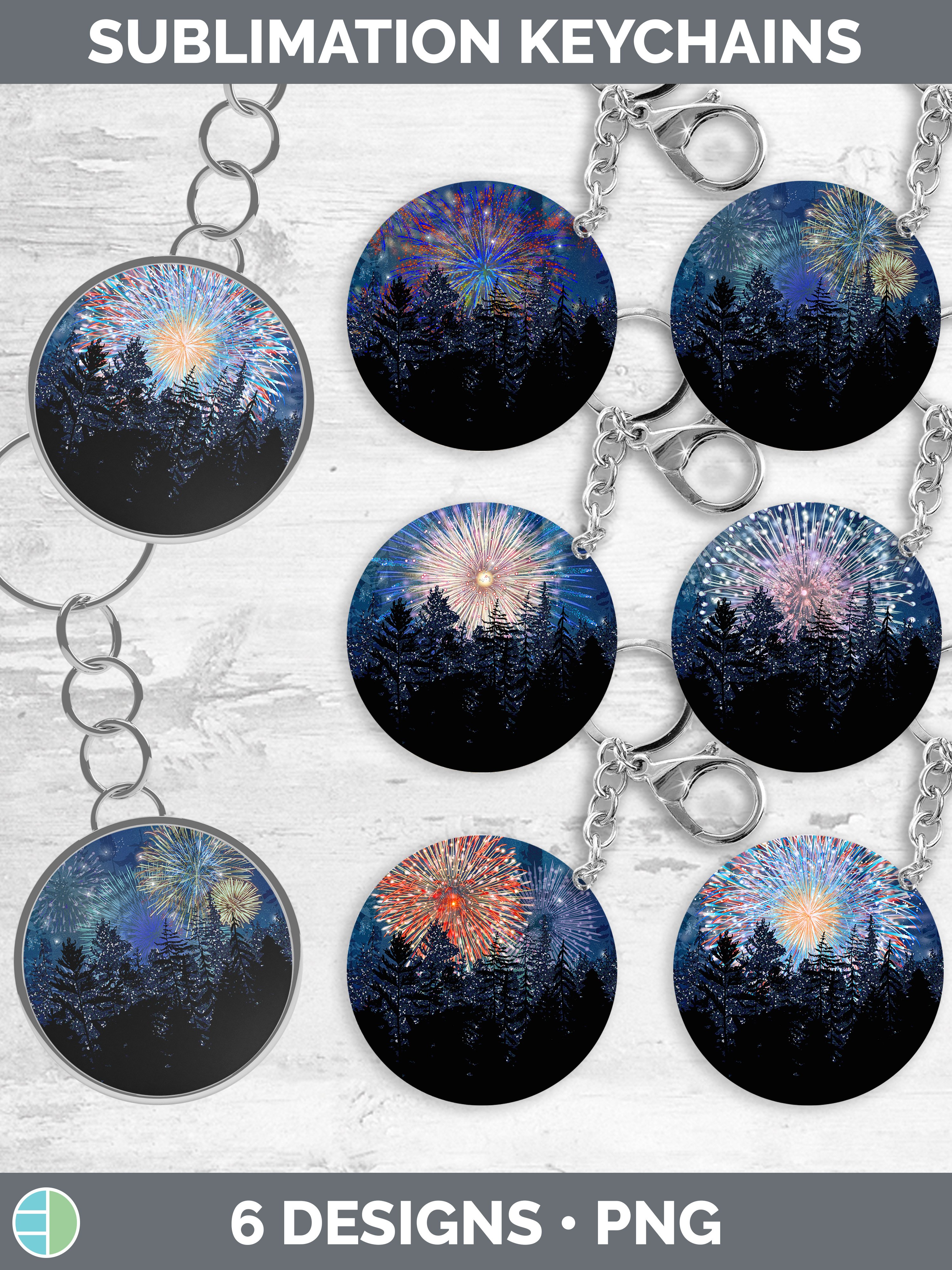 Patriotic Fireworks Keychain | 4th of July Keyring Sublimati
