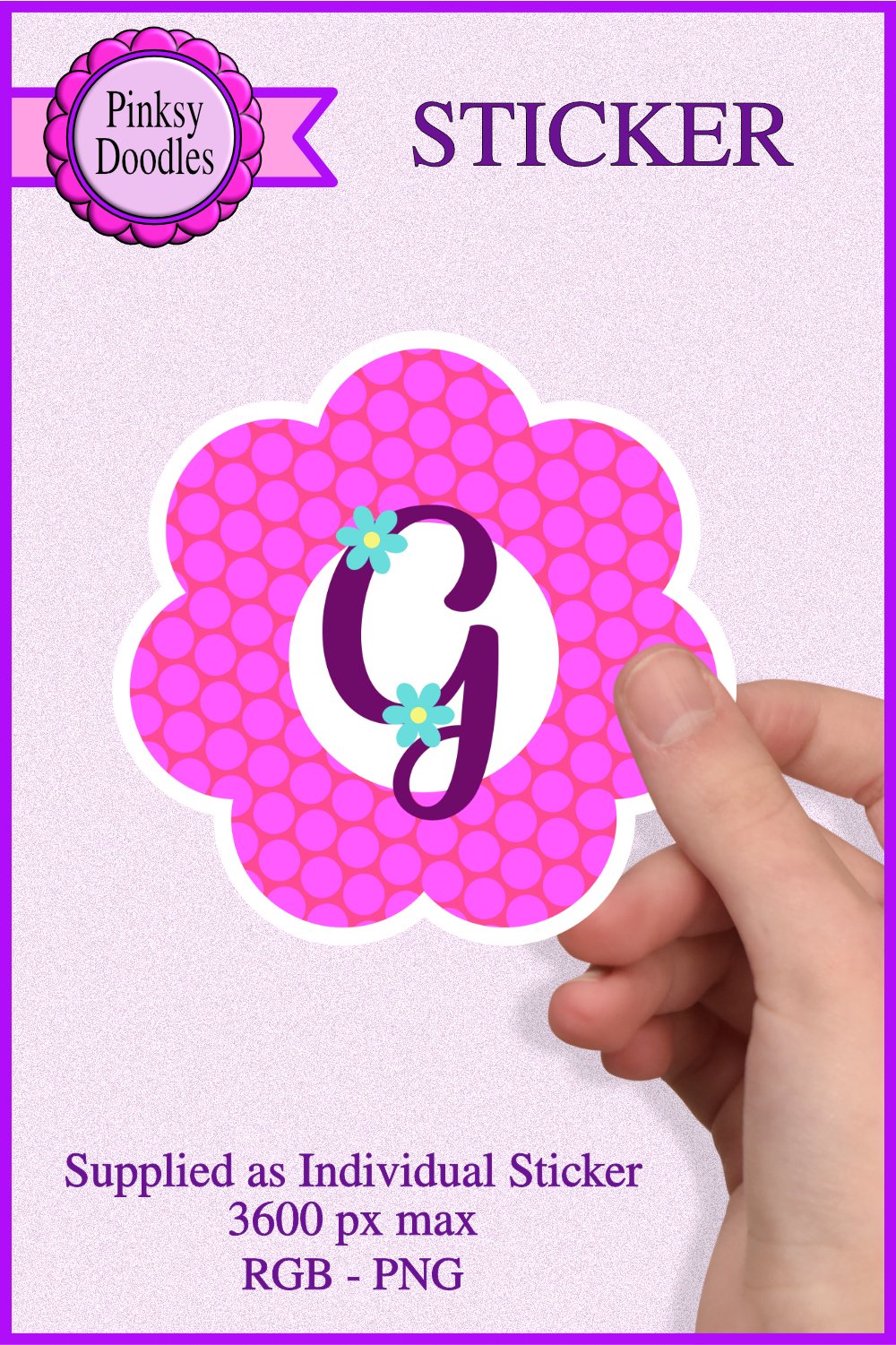Letter G Flower Monogram Sticker png file