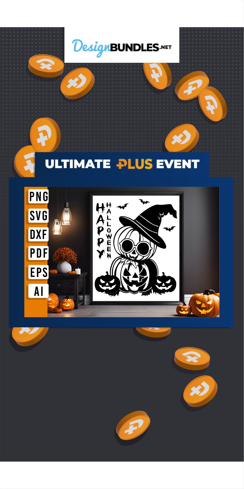 Stacked Pumpkin Face Wearing Witch Hate Halloween Svg