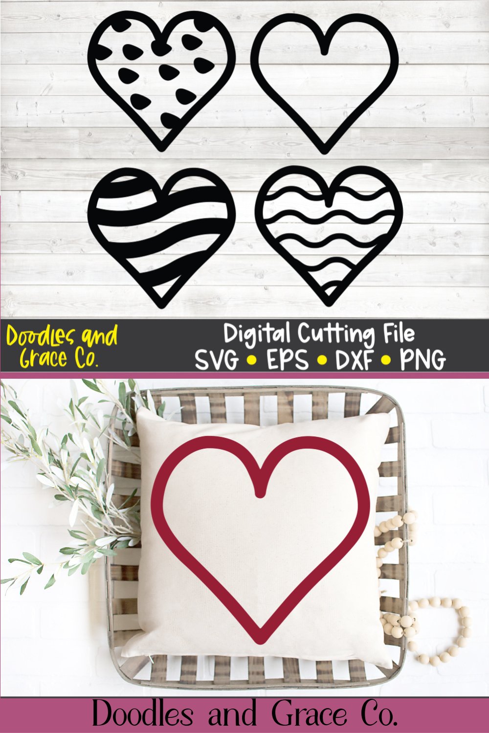 Doodle Hearts SVG Bundle - Heart SVG - DXF - EPS - PNG