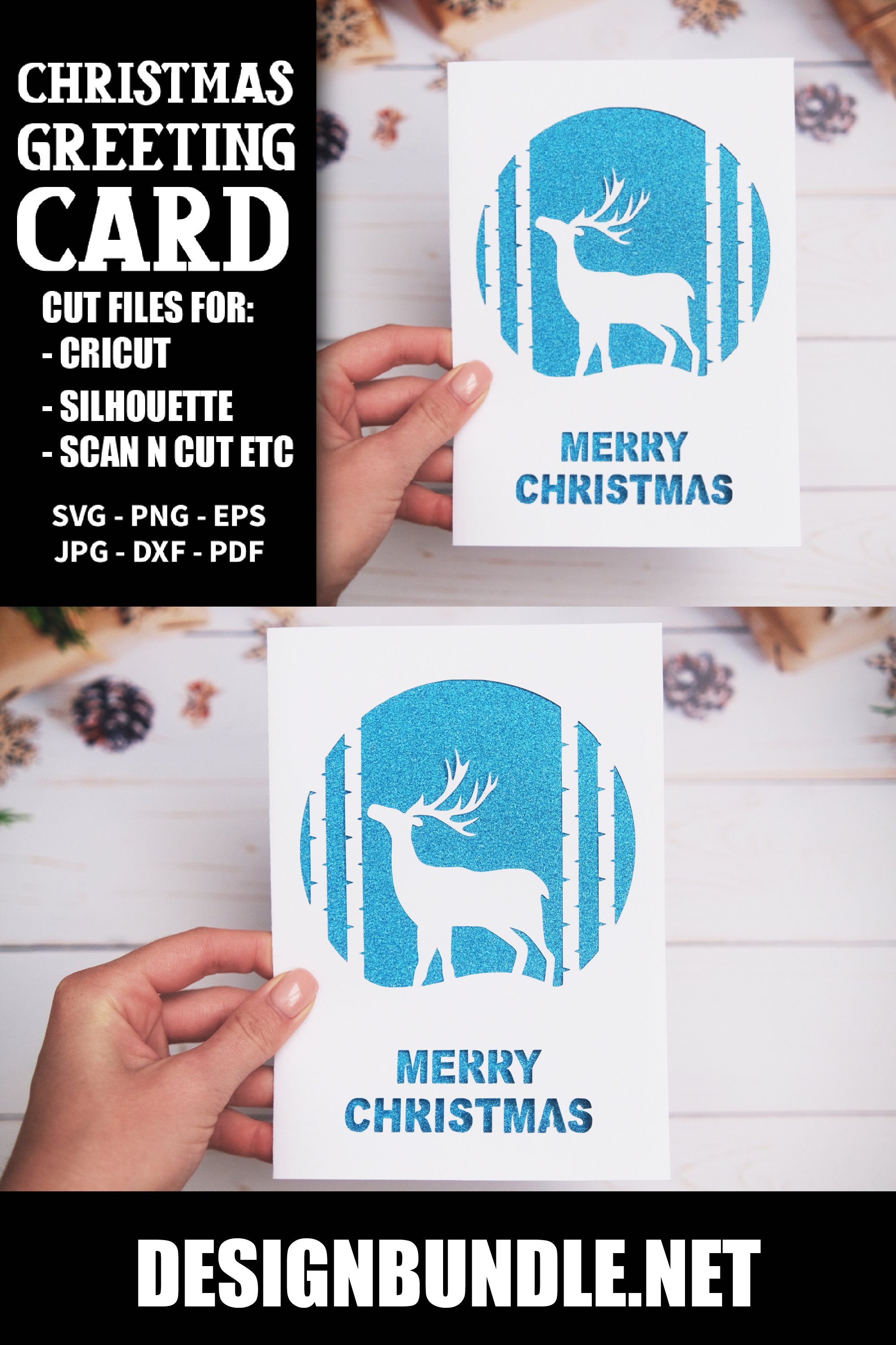 Christmas greeting card SVG template,Merry (1552599)