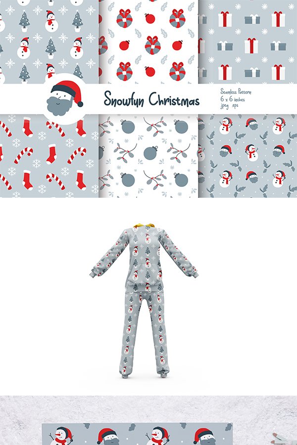 Snow Fun Christmas Seamless Patterns