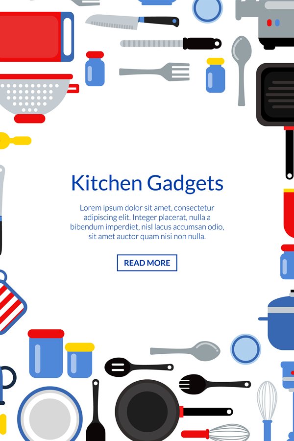 Vector flat style kitchen utensils background (845602)