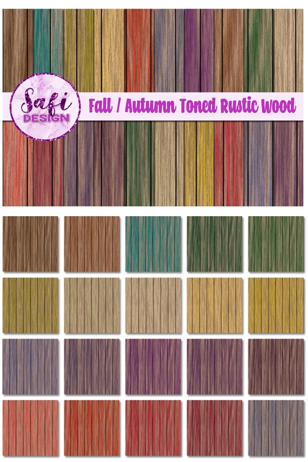 Digital Paper - Fall / Autumn Toned Rustic Wood Backgrounds