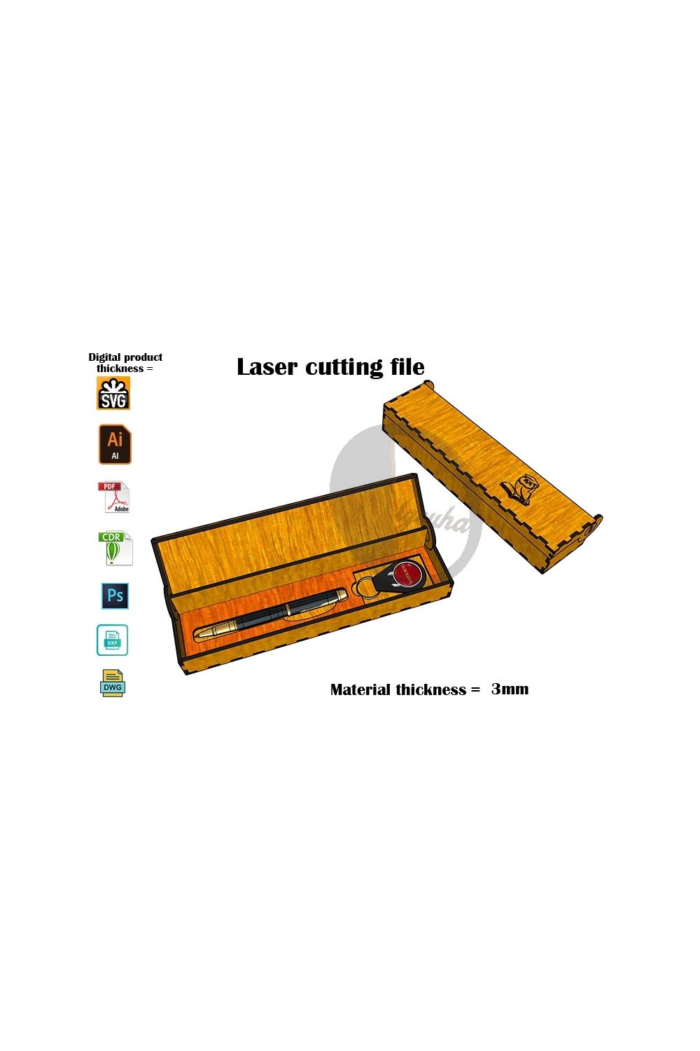 Pen And Flash Drive Box SVG 3mm-Laser Cutting File