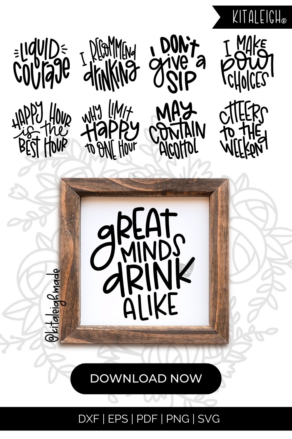 Round Drink SVG | Hand Lettered Printable Quotes Vol 3