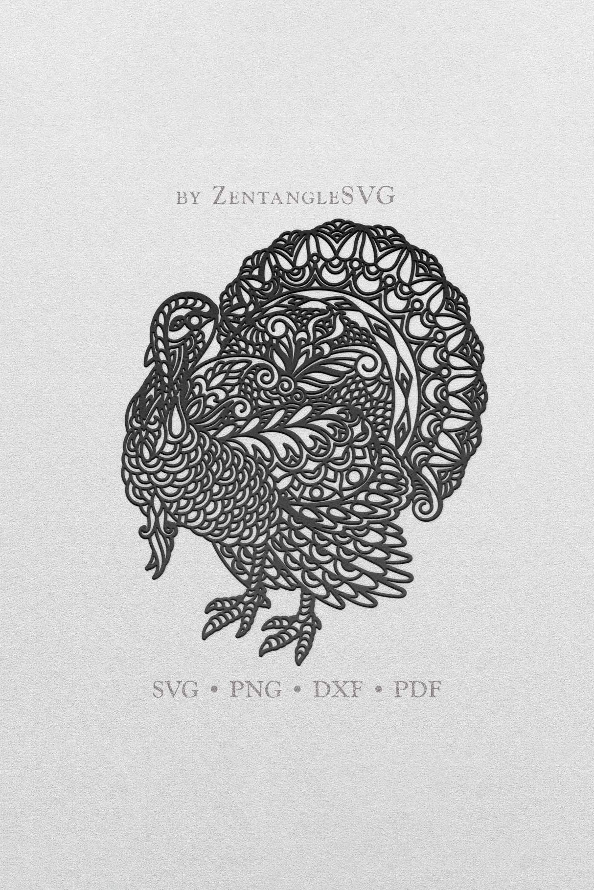 Thanksgiving Turkey SVG DXF cut files, Mandala Zentangle