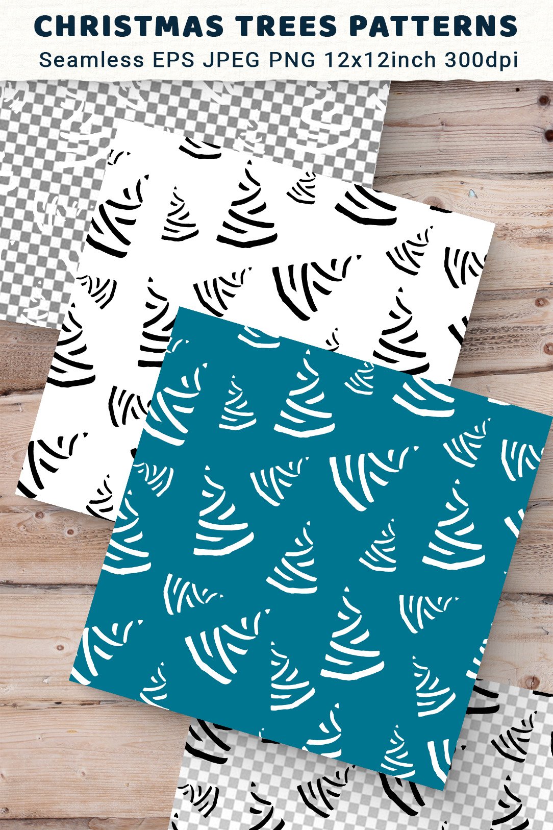 Seamless Stylized Christmas Trees Patterns. (935054)