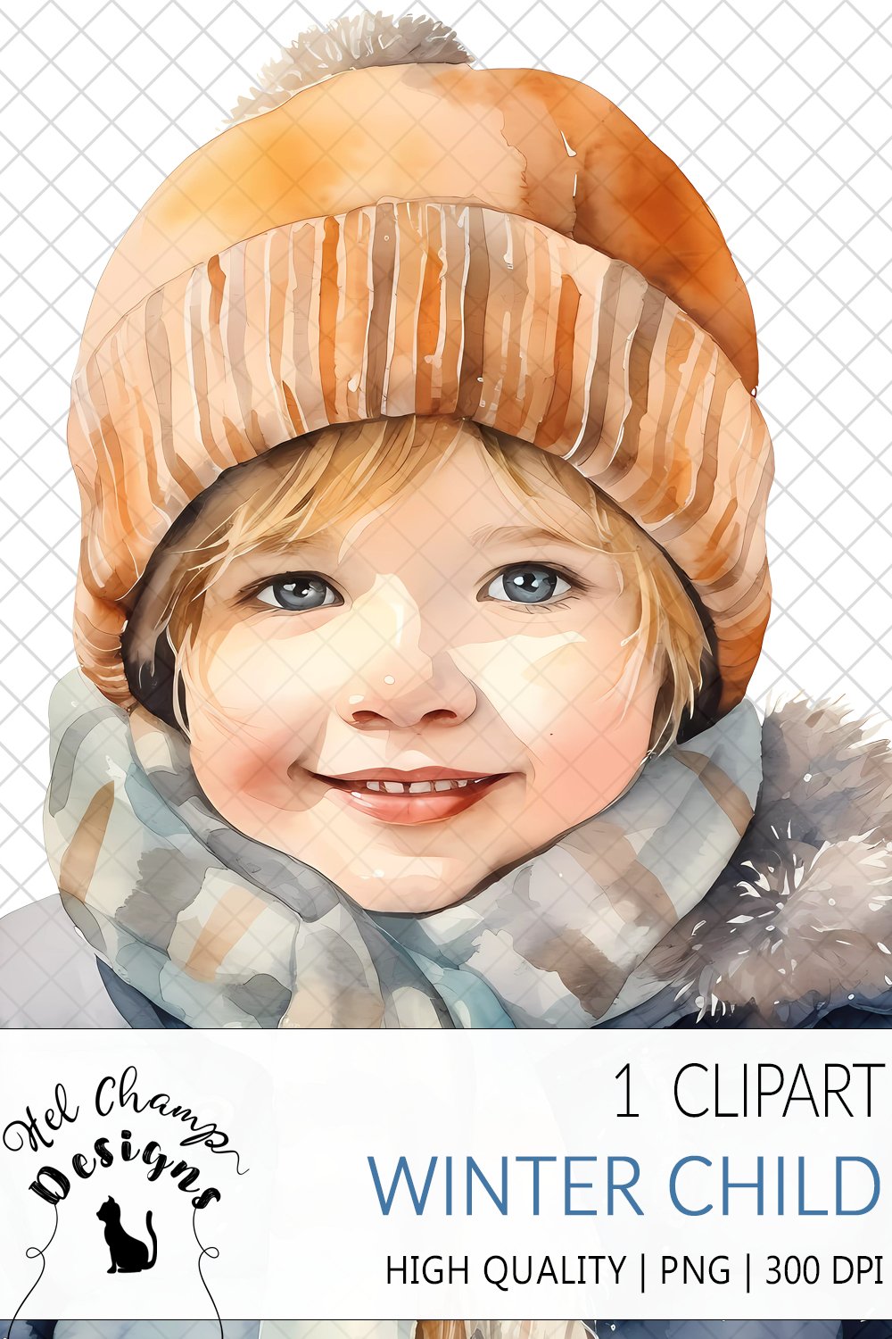 Watercolor winter child boy transparent clipart