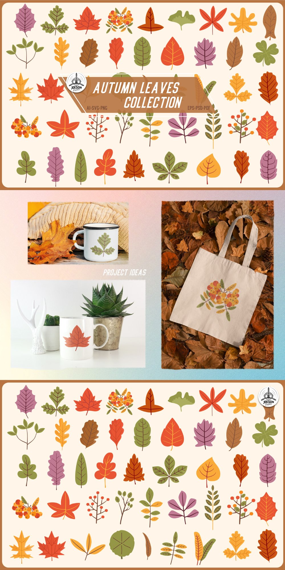 45 Autumn Leaves Bundle | Fall Leaf SVG PNG | Thanksgiving