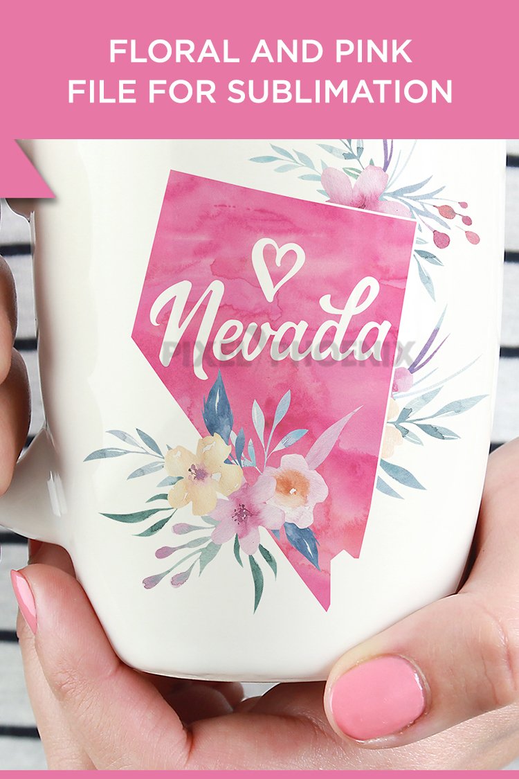 Pink Nevada Sublimation Design with watercolour flowers