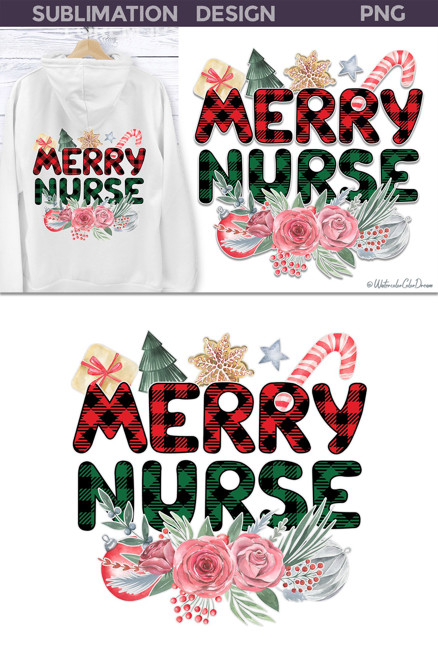 Merry Nurse Sublimation | Christmas Nurse Design