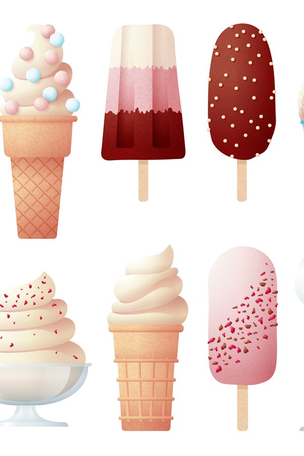 Popsicle ice cream. Creamy waffle cones, holiday sweet food.
