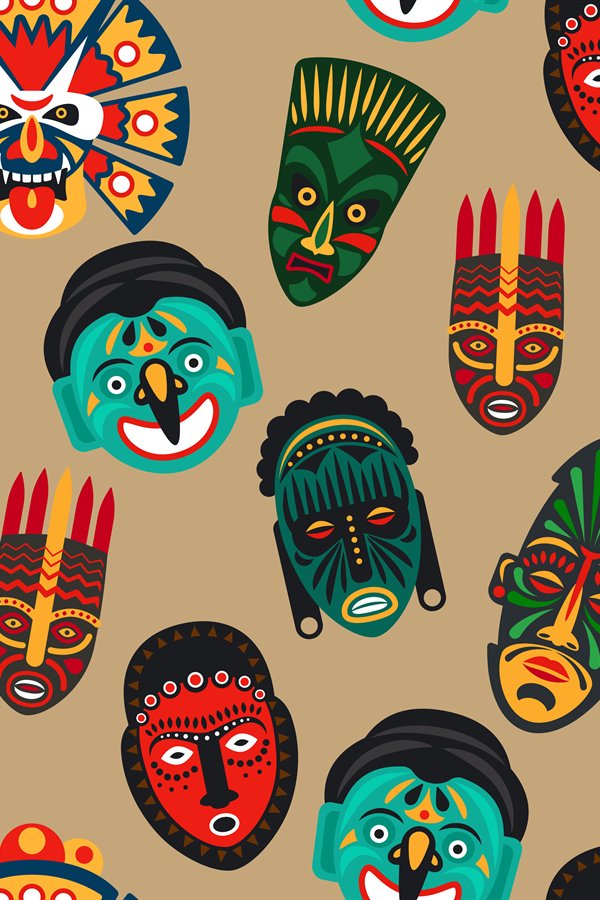 African mask seamless pattern