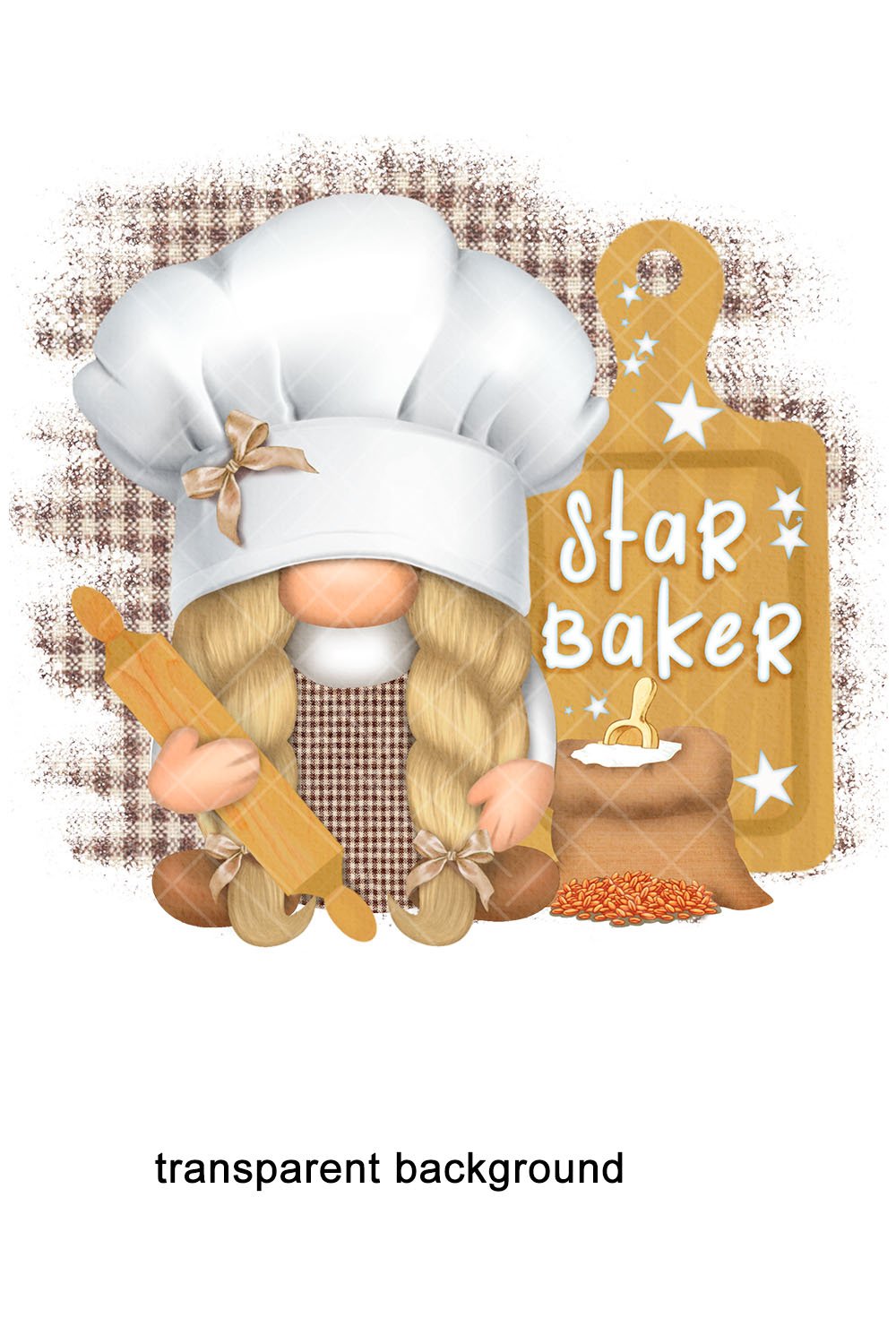STAR BAKER Gnome PNG Clipart / Baking lover Gonk Sublimation