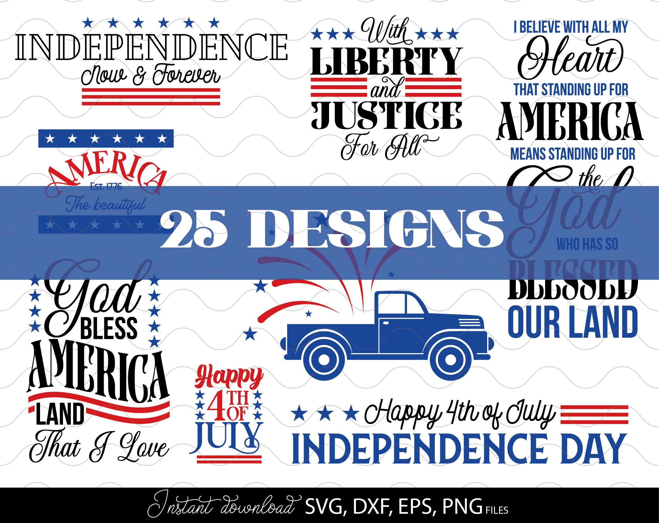 4th Of July SVG Bundle, American SVG, USA Truck SVG PNG DXF