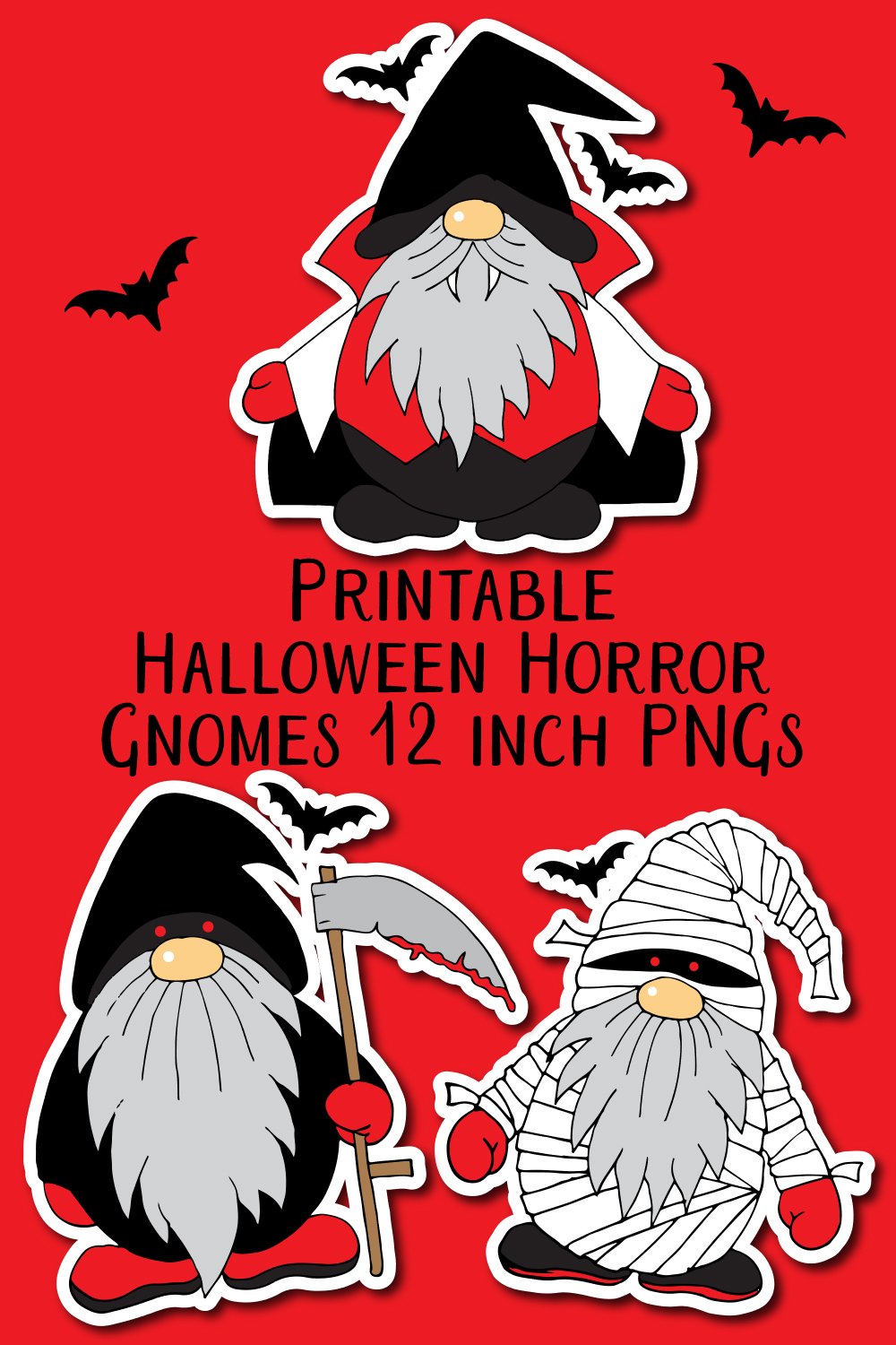 Halloween Gnome Stickers | Horror Gnome Stickers PNG