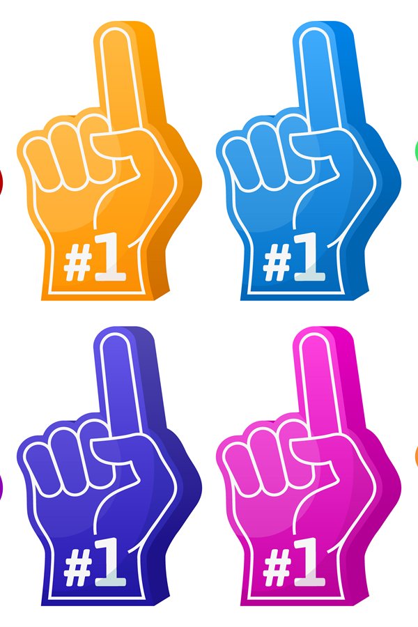 Foam fan finger, number one sports fan support foam hands ge