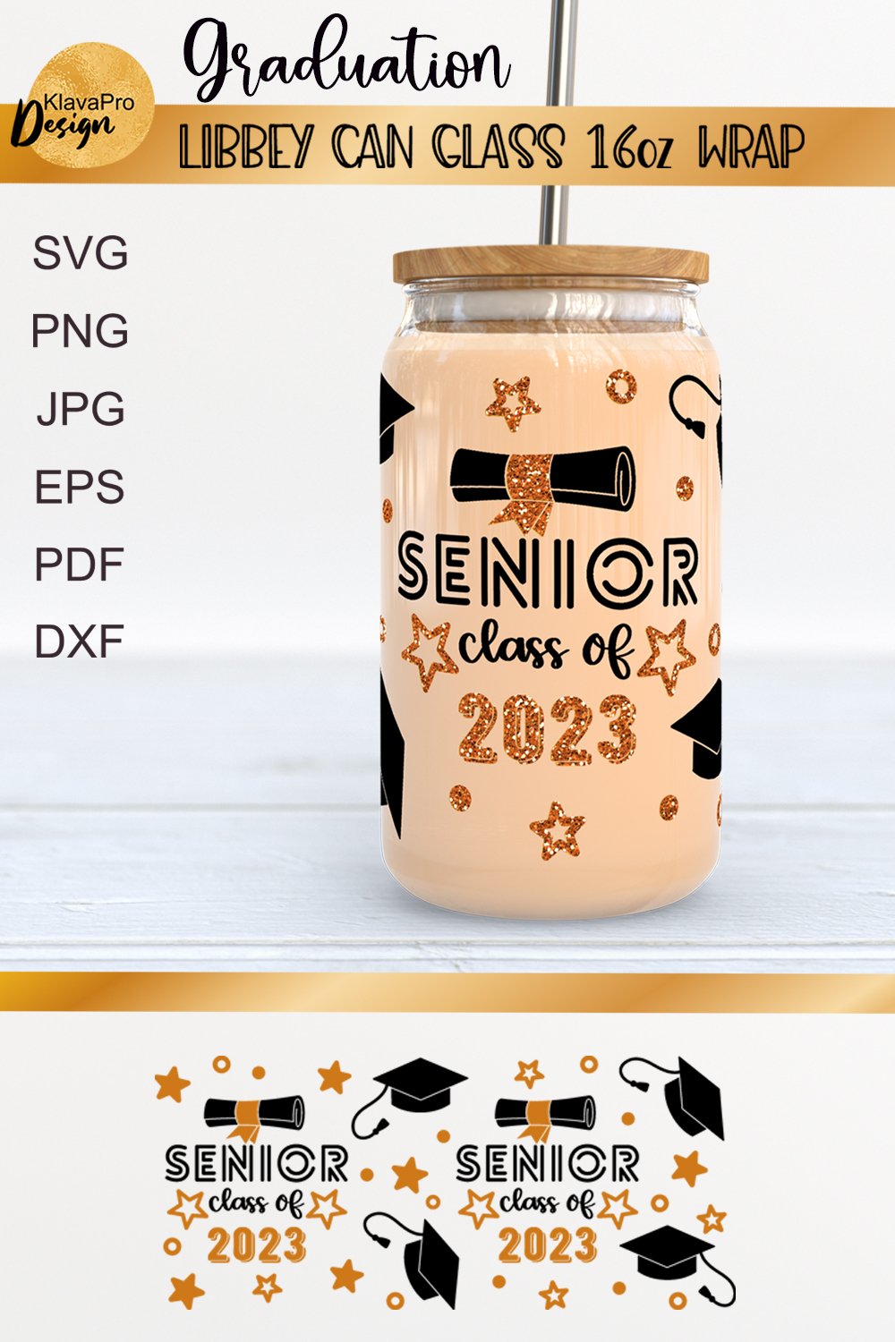 Graduation Libbey glass 16oz | Can glass wrap svg (2377586)