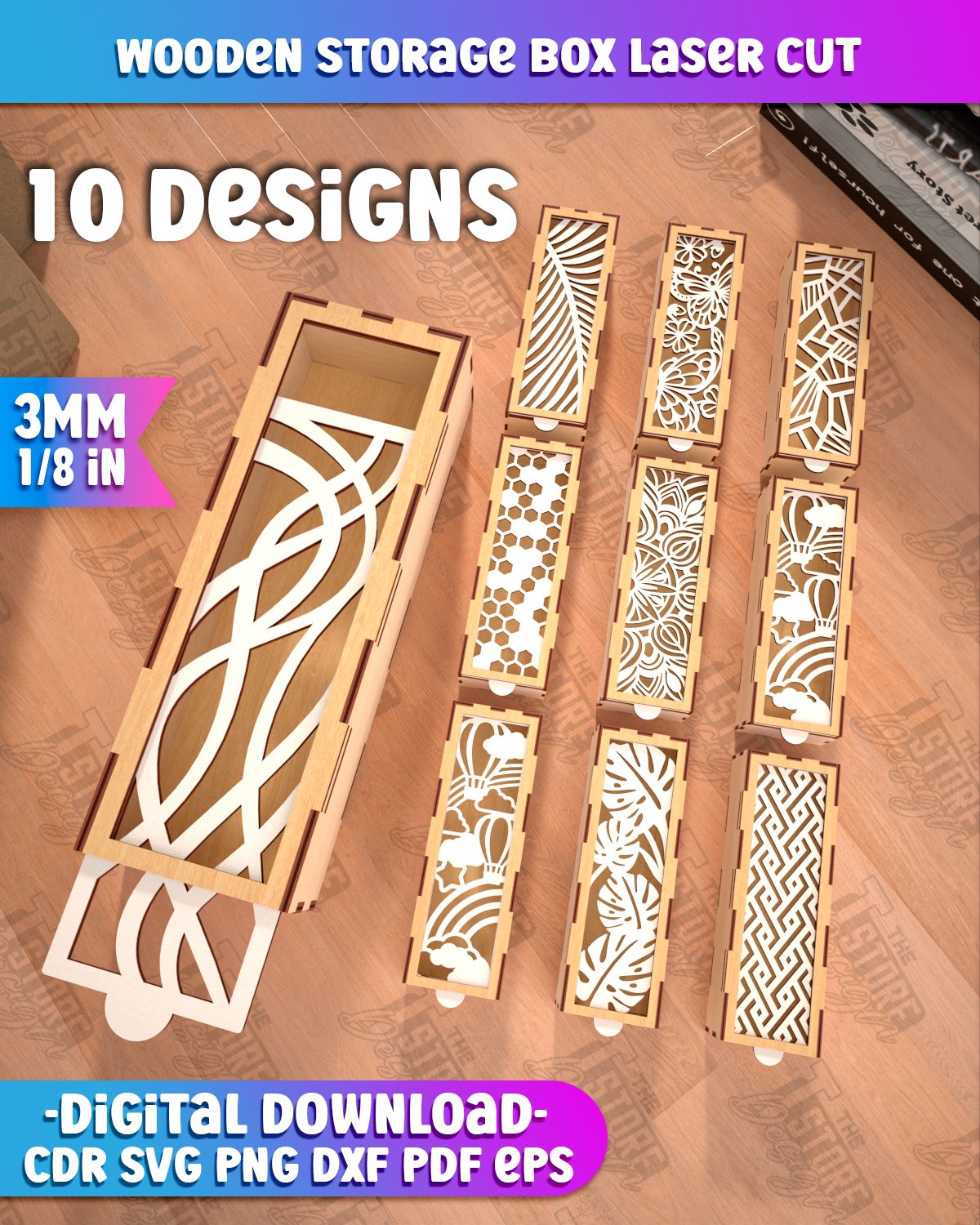 Wooden Storage Box Laser Cut Bundle |3D Gift Box SVG Designs