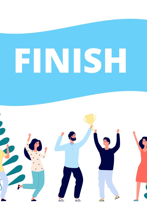 Team reached goal. Successful project finish, leadership com