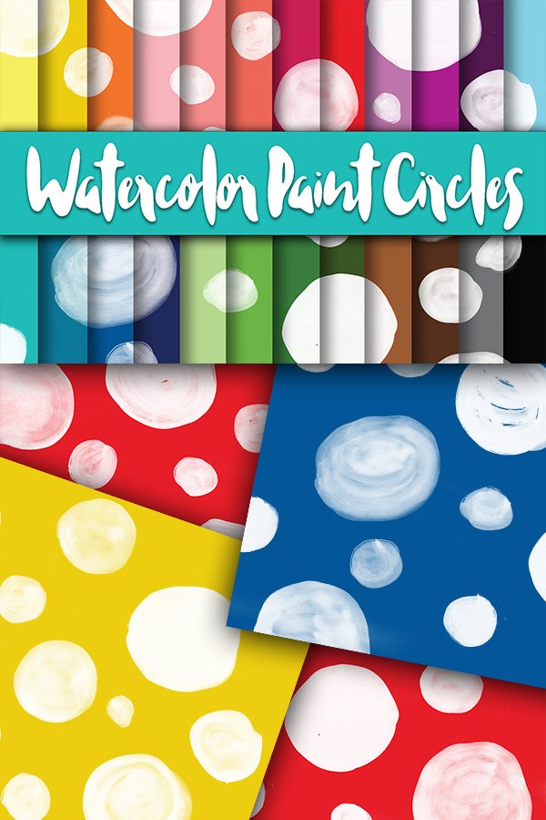 Watercolor Paint Circles Digital Paper (37504)