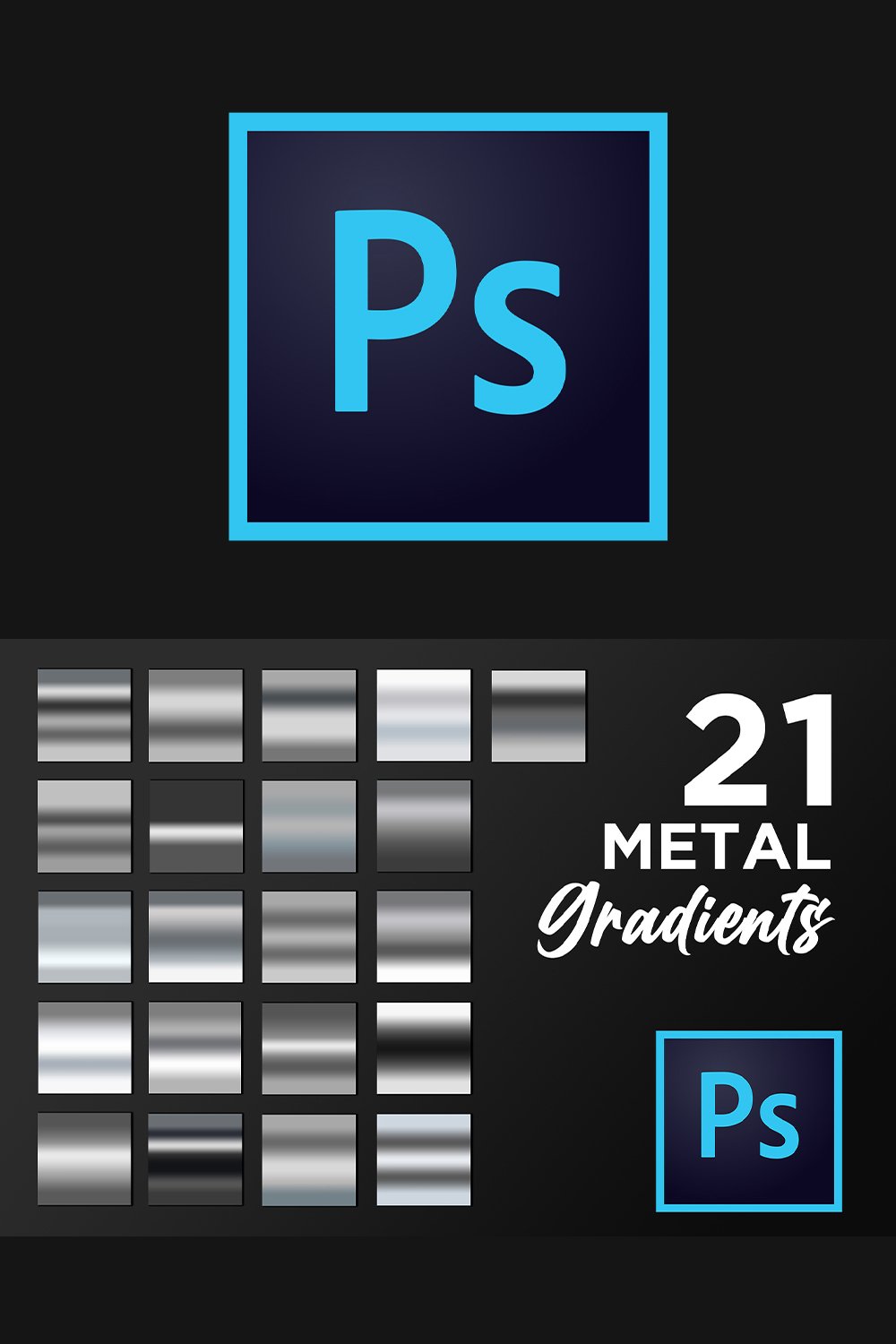 Adobe Photoshop silver metal gradient pack GRD gradients