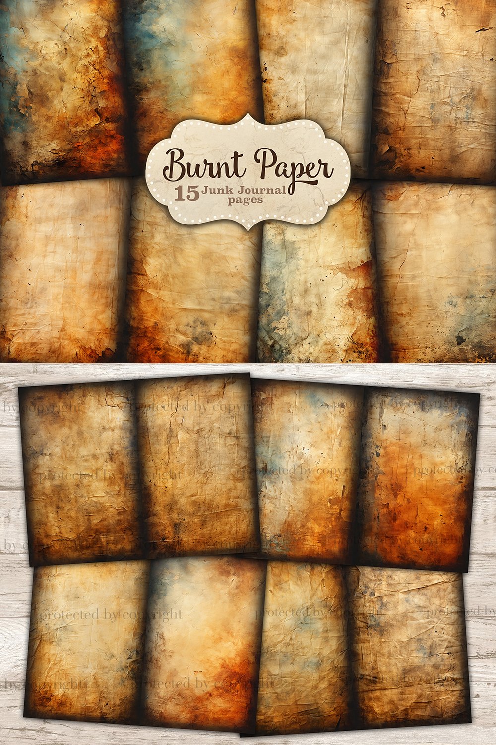 Burnt Paper Junk Journal Pages | Distressed Paper