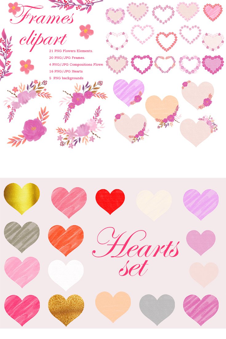 Frames clipart. Flower. Ornament. Wedding. Valentine's day.