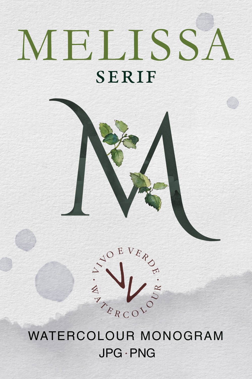 Sublimation monogram Letter M | Watercolour serif alphabet