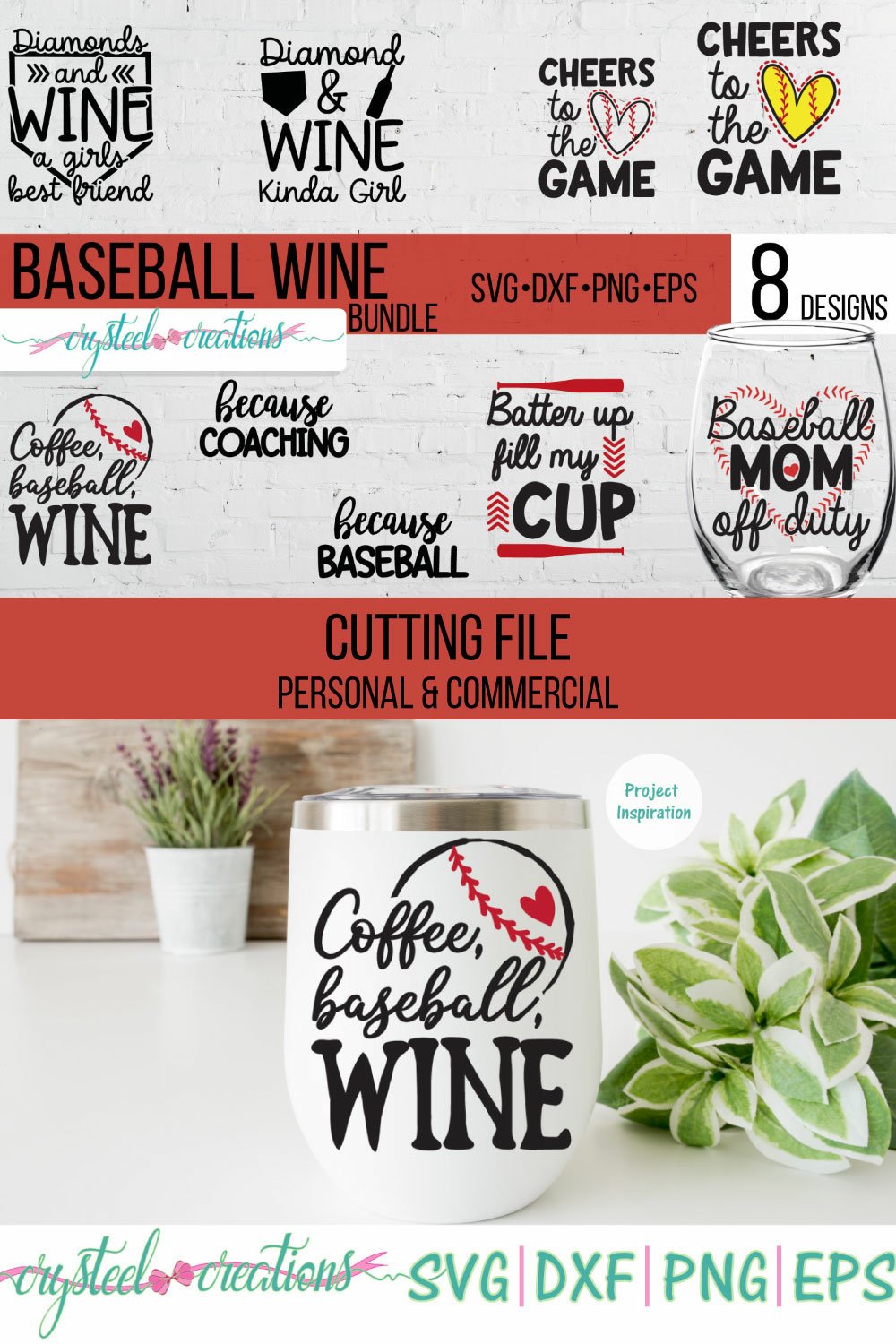 Baseball Wine Bundle SVG, DXF, PNG, EPS