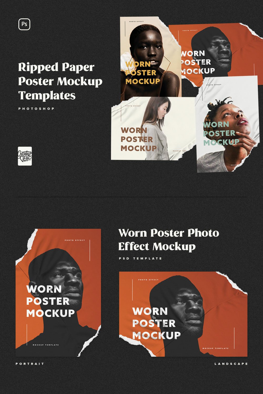Ripped Paper Poster Mockup Set