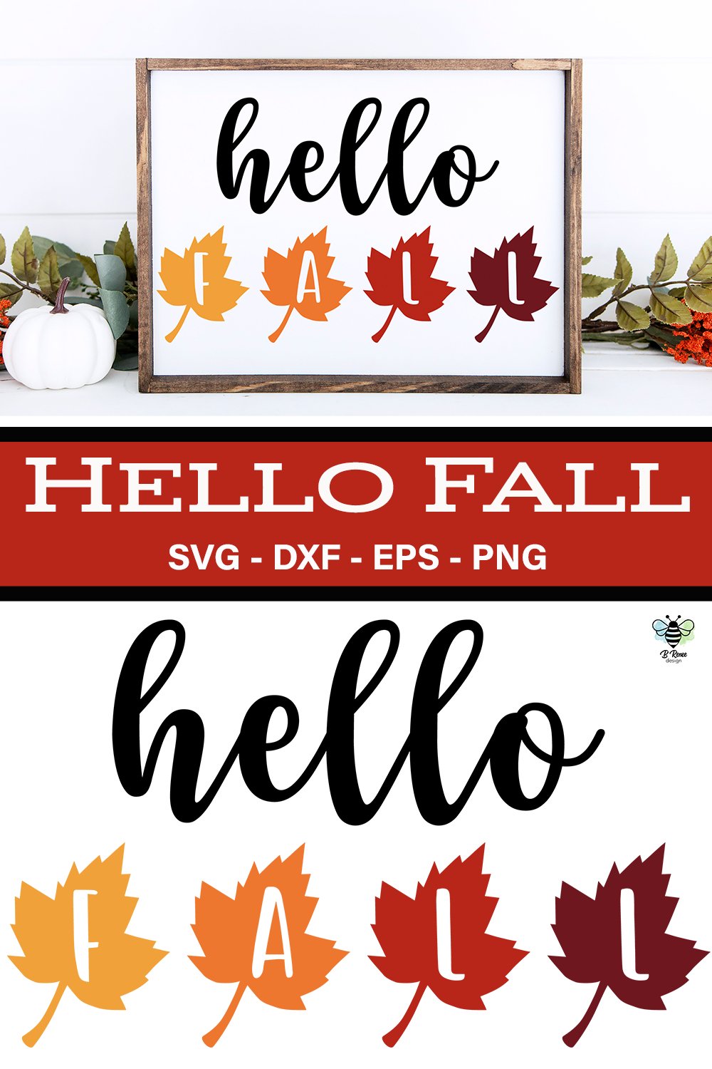 Hello Fall with Leaves SVG