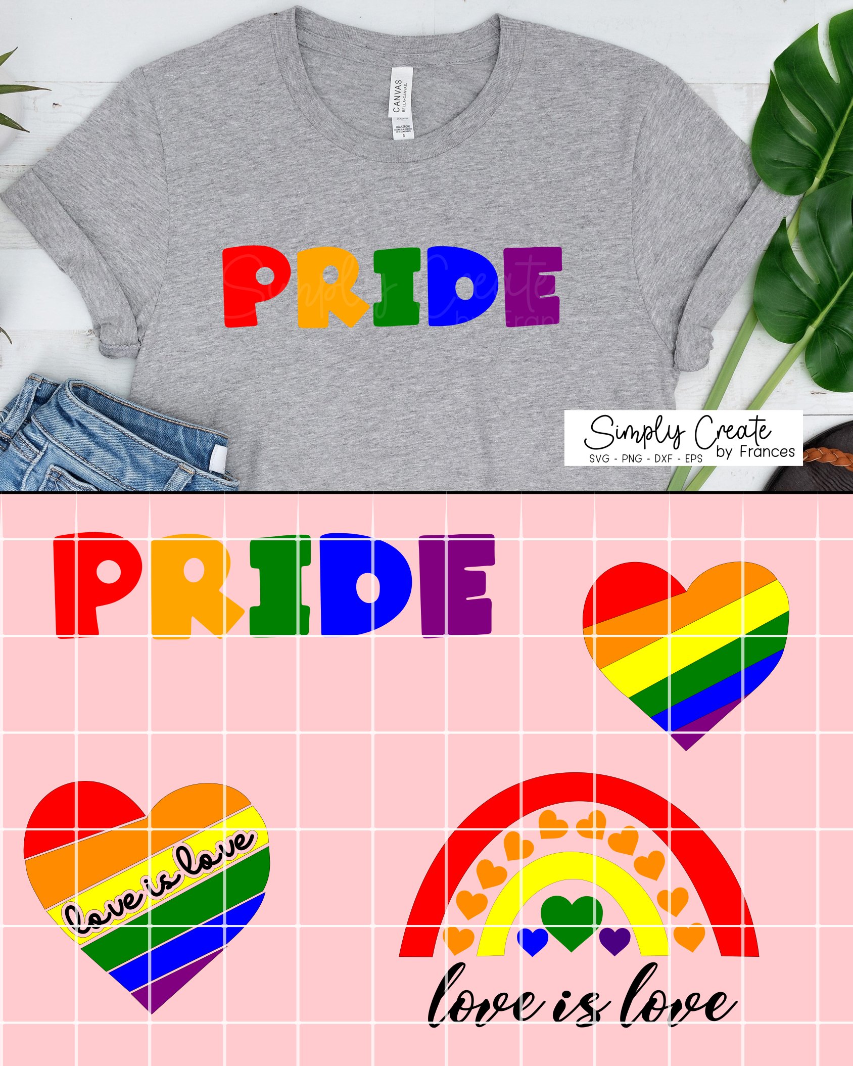 LGBTQ+ Pride SVG Bundle, Love is Love, Rainbows