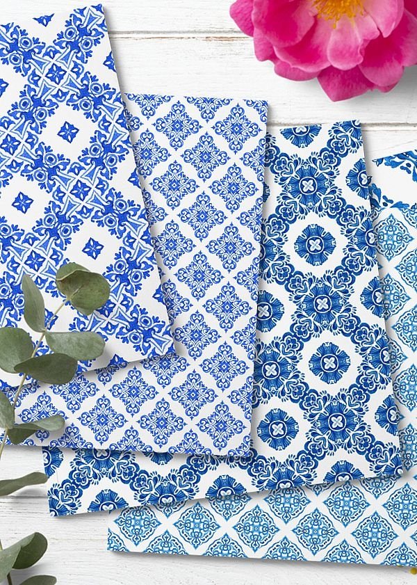 Digital paper of watercolor blue and white (695417)