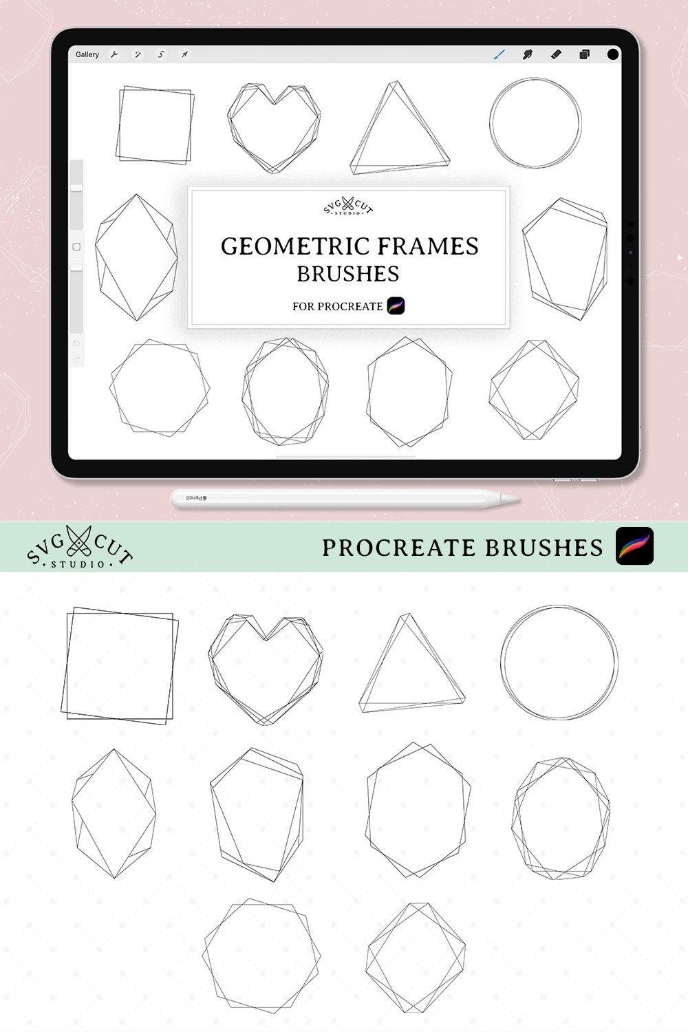10 Geometric Frames Stamp Brushes for Procreate