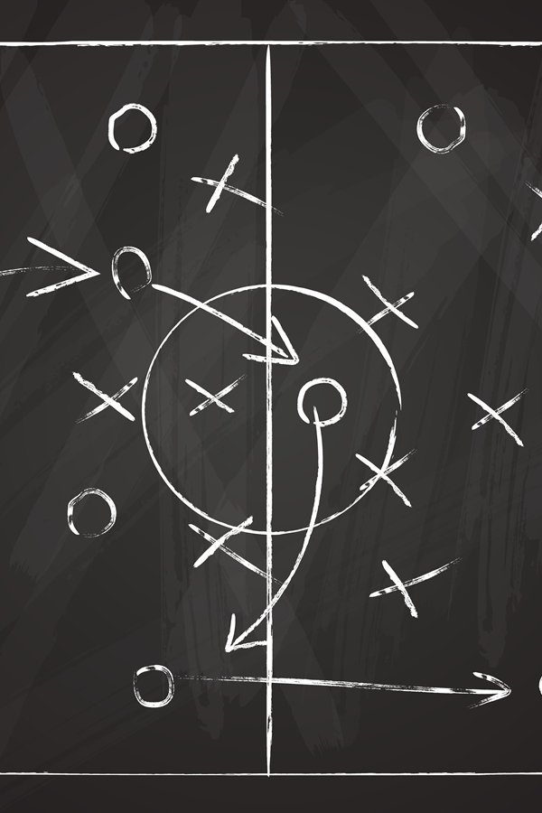 Football tactic scheme. Soccer game strategy with arrows on