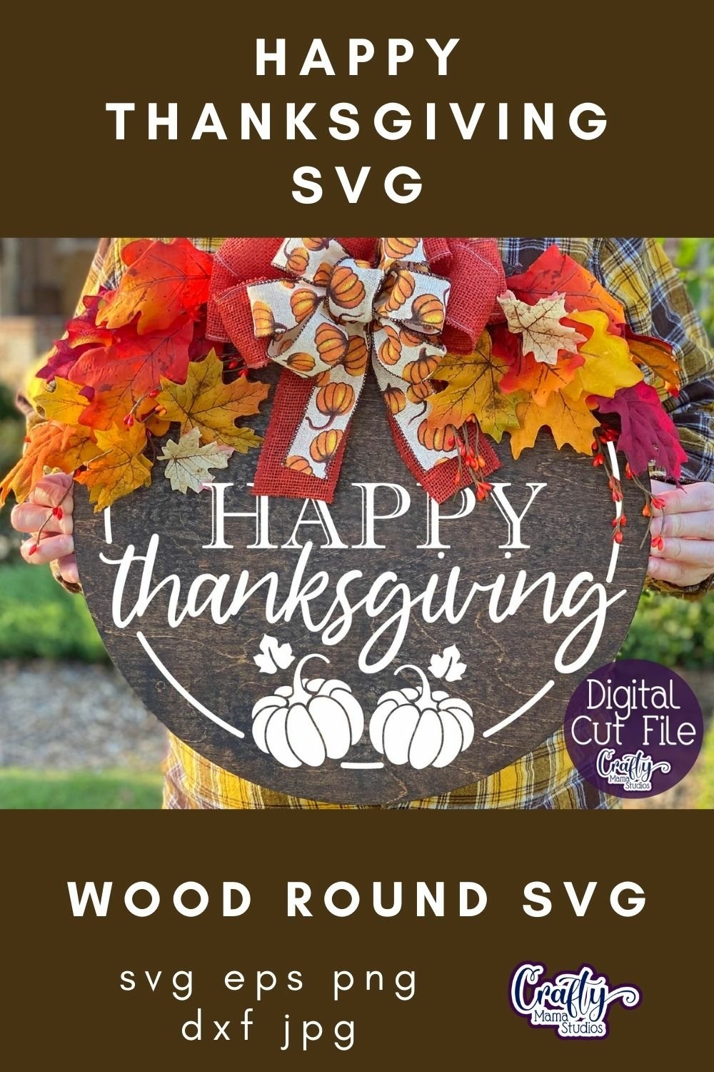 Happy Thanksgiving | Fall Round Sign Door Hanger Svg