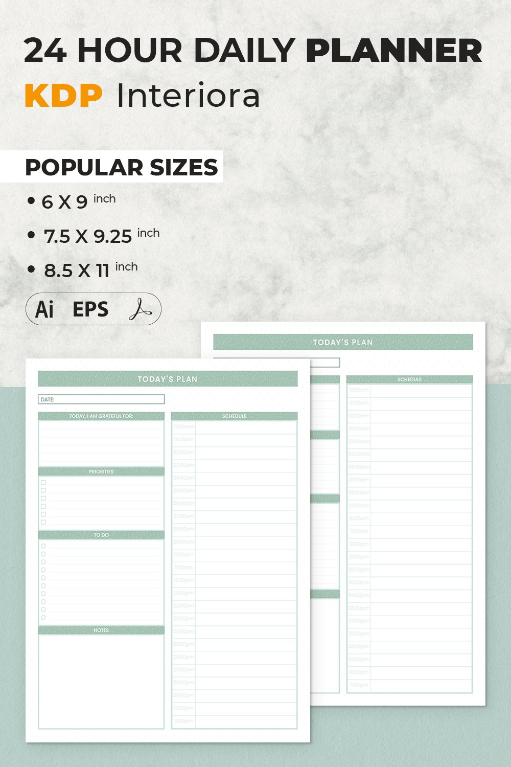 24 Hour Daily Planner | Printable Planner Template