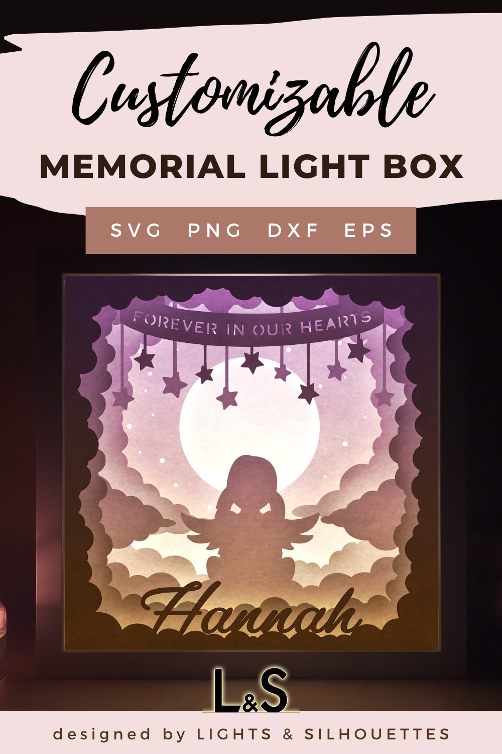 Customizable Kid Girl Memorial Shadow Box Svg