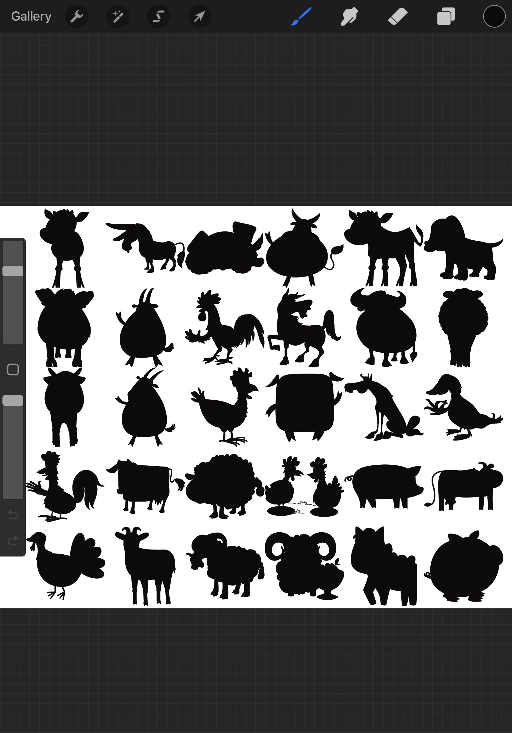 Farm Animals Silhouettes Set 1 Procreate Brush Stamps, 30
