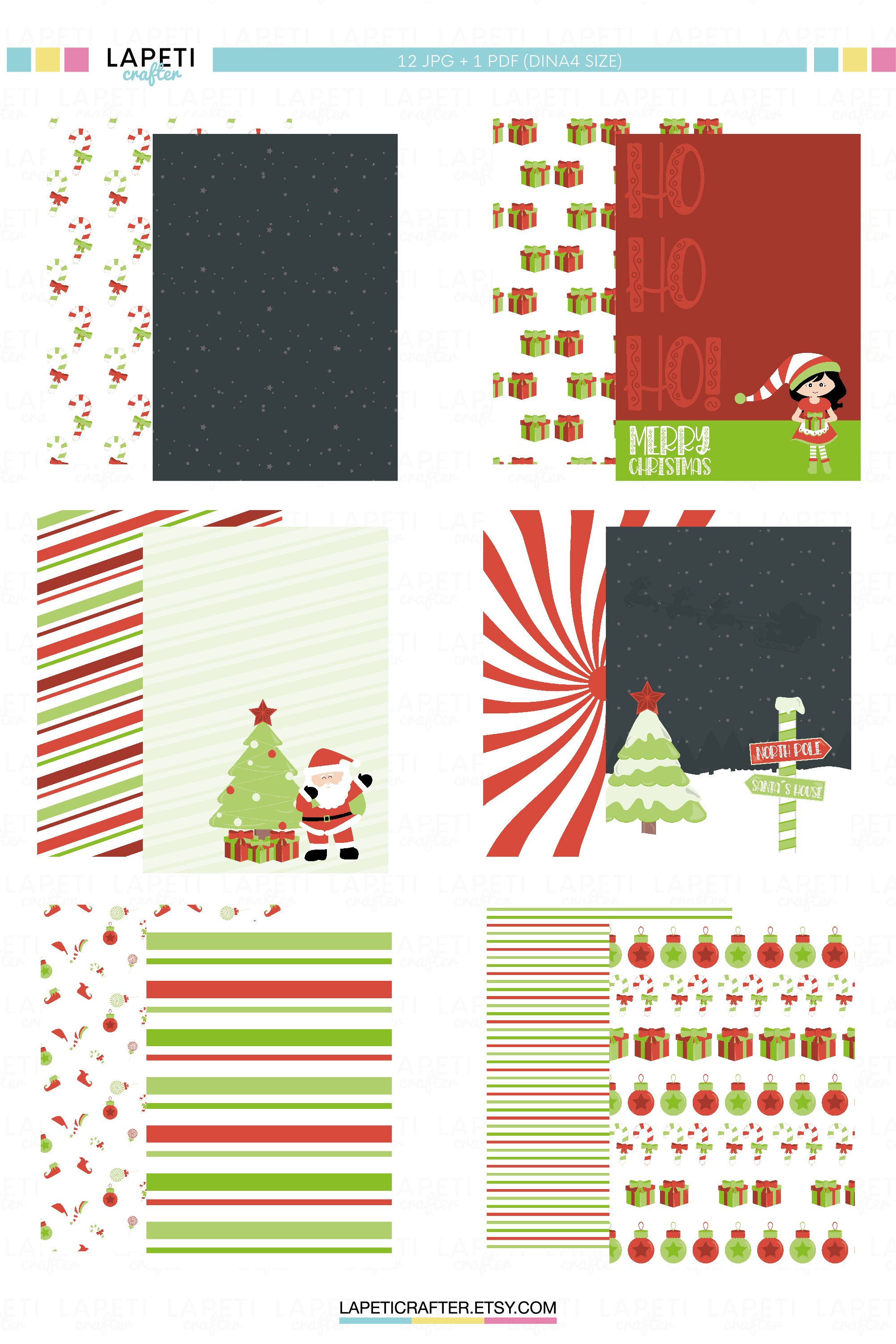 Christmas Digital Scrapbooking Paper Pack